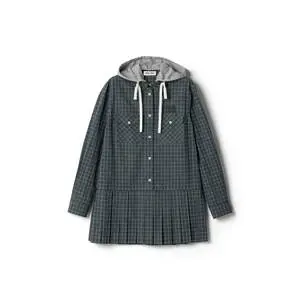 Miu Miu Checked Flannel Dress - Blue/bottle