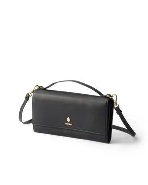 Prada Leather Wallet With Shoulder Strap