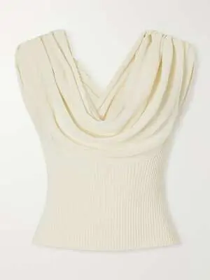 KALLMEYER Meeka Cowl-neck Cotton-blend Ribbed Top - Cream