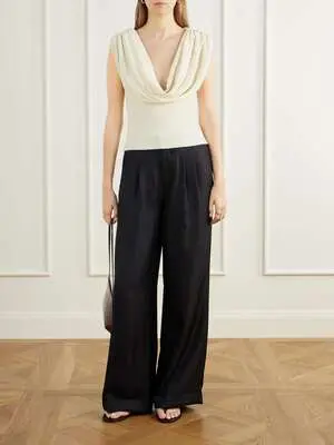 KALLMEYER Meeka Cowl-neck Cotton-blend Ribbed Top
