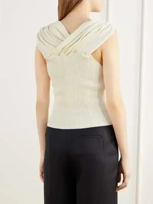 KALLMEYER Meeka Cowl-neck Cotton-blend Ribbed Top