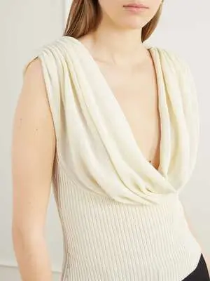 KALLMEYER Meeka Cowl-neck Cotton-blend Ribbed Top