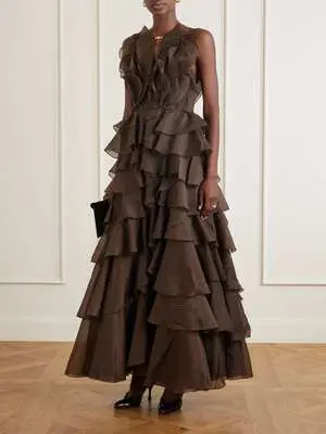 Aje Cleo Ruffled Organza Gown