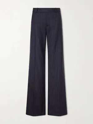 NILI LOTAN Bethany Straight-leg Wool-blend Pants - Navy