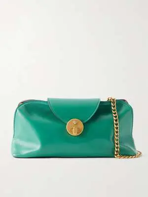 Versace Vivienne Medusa-detailed Leather Clutch - Emerald