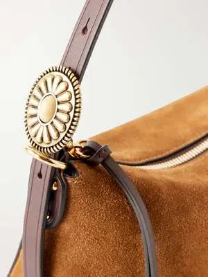Etro Suede And Leather-trimmed Shoulder Bag - Tan