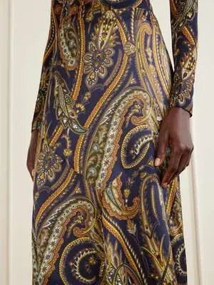 Etro Paisley-print Satin Midi Skirt