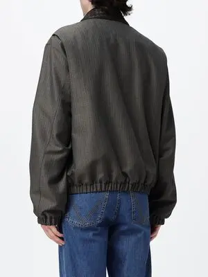 Bottega Veneta Wool And Mohair Blend Bomber Jacket With Leather Collar - Grey