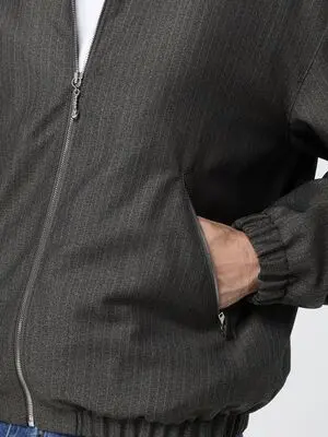 Bottega Veneta Wool And Mohair Blend Bomber Jacket With Leather Collar - Grey