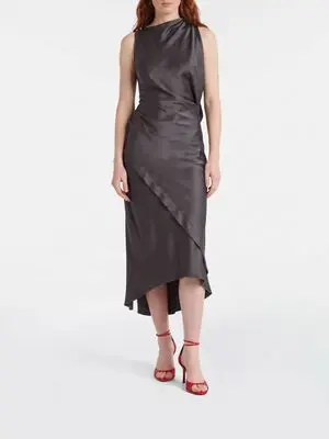 Victoria Beckham Kyra Asymmetrical Midi Dress - Grey 1