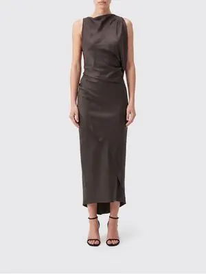 Victoria Beckham Kyra Asymmetrical Midi Dress With Bare Shoulders
