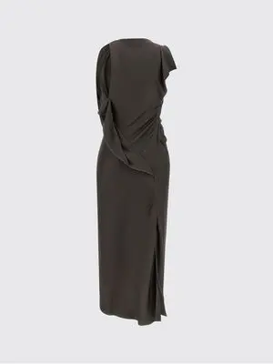 Victoria Beckham Kyra Asymmetrical Midi Dress With Bare Shoulders