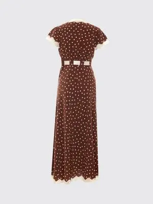 Rixo Polka-dot Silk Midi Dress With Lace Inserts