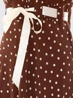 Rixo Polka-dot Silk Midi Dress With Lace Inserts