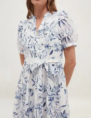 HOBBS LONDON Annabella Floral Print V-neck Midi Dress - Ivorymidnight