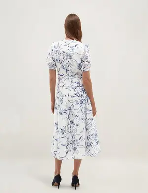 HOBBS LONDON Annabella Floral Print V-neck Midi Dress - Ivorymidnight