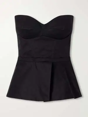 ANDRES OTALORA Nos Reconocemos Strapless Stretch-cotton Twill Blouse - Black