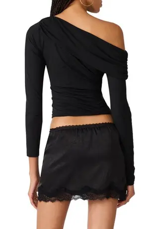Steve Madden Ryder Off-the-shoulder Knit Top - Black