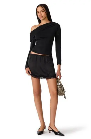 Steve Madden Ryder Off-the-shoulder Knit Top - Black