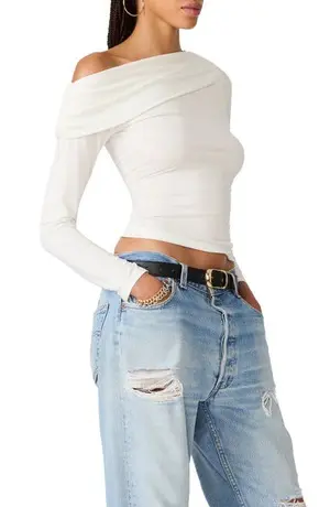 Steve Madden Ryder Off The Shoulder Knit Top - Cream