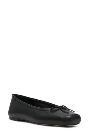 Steve Madden Eleve Square Toe Flat - Black Leather