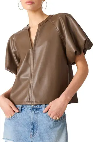 Steve Madden Cecila Faux Leather Top - Coco