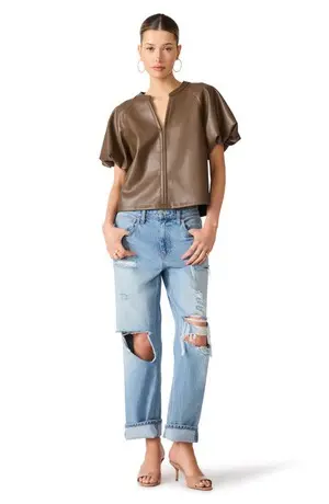 Steve Madden Cecila Faux Leather Top - Coco