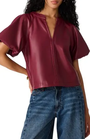 Steve Madden Cecila Faux Leather Top Cordovan