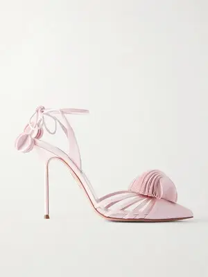 AQUAZZURA Wild Bloom Embellished Satin Pumps - Pink