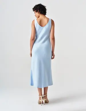 GHOST LONDON Arya Cowl Neck Midi Dress - Light Blue