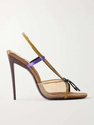 Saint Laurent Leather And Satin-trimmed Tpu Sandals - Green