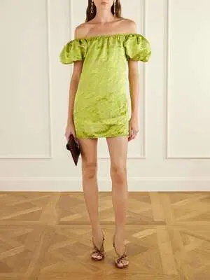 Saint Laurent Leather And Satin-trimmed Tpu Sandals - Green