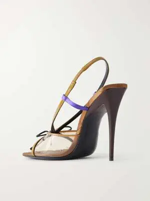 Saint Laurent Leather And Satin-trimmed Tpu Sandals - Green