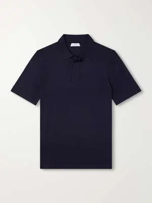 Gabriela Hearst Stendhal Cashmere And Silk-blend Polo Shirt - Navy