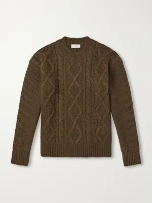 PIACENZA CASHMERE 1733 Cable-knit Alpaca And Wool-blend Sweater - Brown