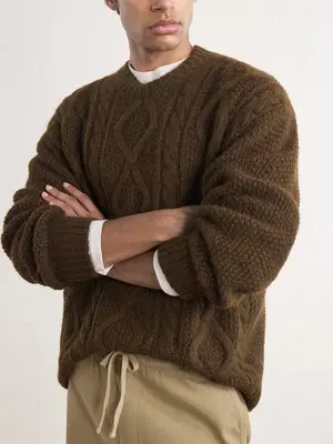 PIACENZA CASHMERE 1733 Cable-knit Alpaca And Wool-blend Sweater