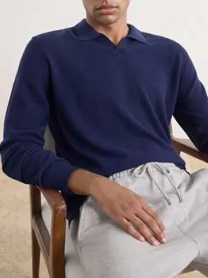 Orlebar Brown Bresson Cashmere Polo Shirt - Navy