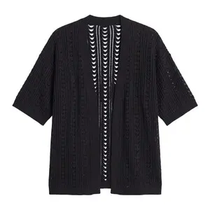 BRODIE CASHMERE Open Stitch Kimono - Black