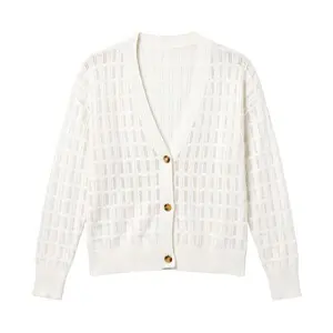BRODIE CASHMERE Scallop Trim Crochet Cardigan