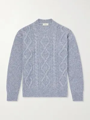 PIACENZA CASHMERE 1733 Cable-knit Alpaca And Wool-blend Sweater - Blue