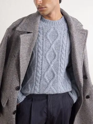 PIACENZA CASHMERE 1733 Cable-knit Alpaca And Wool-blend Sweater