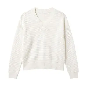 BRODIE CASHMERE Sarah Stitch Cropped V - White