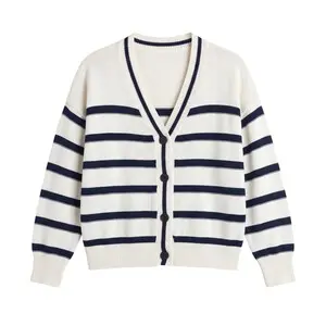 BRODIE CASHMERE Reverse Stripe Cardigan