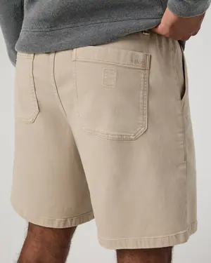 Vuori Benton Twill Elastic Waist Short 8 - Limestone