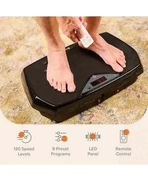 LIFEPRO Vibration Plate Exercise Machine With Magnetic Acupoints – Full Body Vibration Platform Lymphatic Drainage Massager - Black