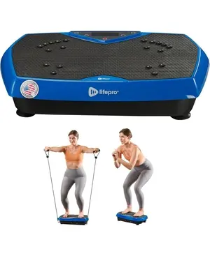LIFEPRO Vibration Plate Exercise Machine With Magnetic Acupoints – Full Body Vibration Platform Lymphatic Drainage Massager - Blue