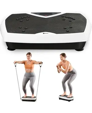 LIFEPRO Vibration Plate Exercise Machine With Magnetic Acupoints – Full Body Vibration Platform Lymphatic Drainage Massager - Open White