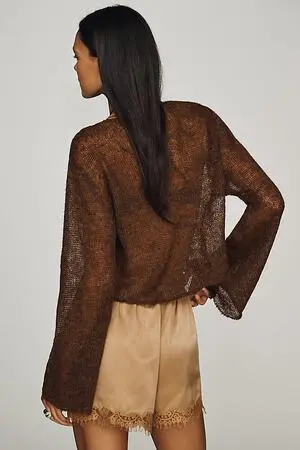 Anthropologie Sheer Boat-neck Knit Pullover