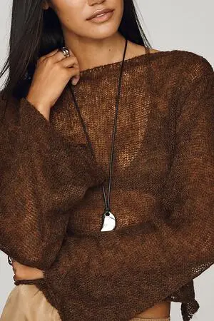 Anthropologie Sheer Boat-neck Knit Pullover