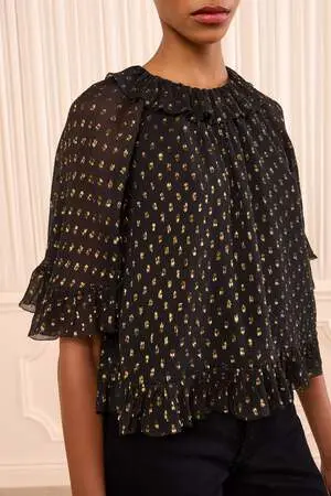 Ulla Johnson Minna Short Sleeve Silk Blouse